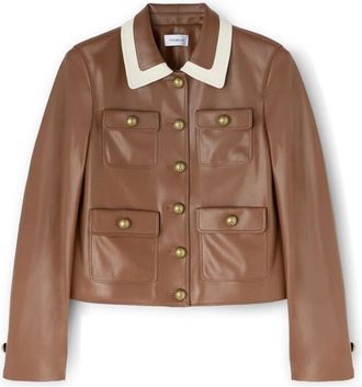 Motivi Femme, Vestes, Brun, Taille: 40 FR Veste en Tissu Enduit avec Poches