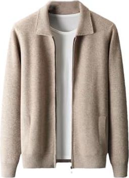 Generic Cardigan d&eacute;contract&eacute; &agrave; manches longues pour homme 100 % cachemire avec fermeture &eacute;clair, E, L