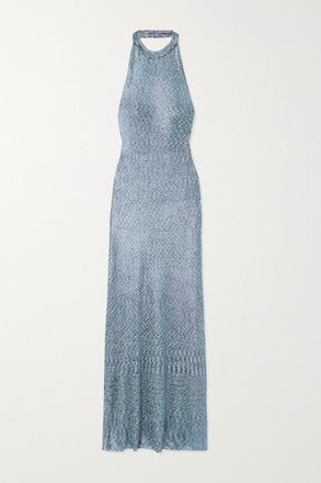 Missoni Neckholder-maxikleid Aus Metallic-strick - Wei&szlig;