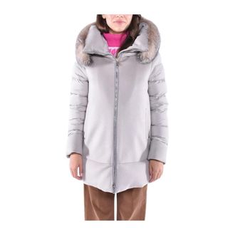 Moorer Woll- und Daunenjacke mit Pelz - - Coats - Damen - Wei&szlig; - L