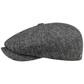 Lierys Casquette Carlsen Wool Herringbone Homme - Made in The EU Laine Gavroche avec Visiere, Doublure Hiver Automne-Hiver - 59 cm Gris