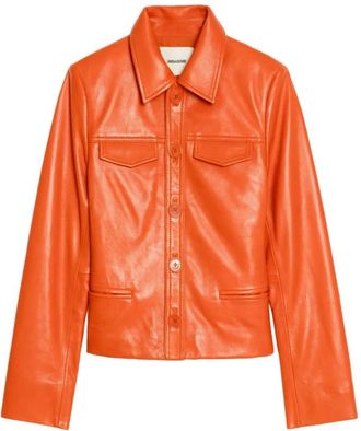 Zadig&Voltaire Femme, Vestes, Orange, Taille: 36 FR Liam Leather Jacket