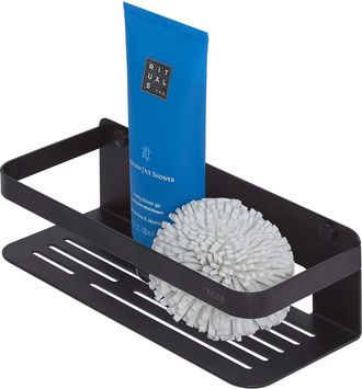 Tiger Caddy Duschkorb Rechteck klein, Duschablage aus Edelstahl, Duschregal für kleine Duschkabinen, Edelstahl, Farbe: Schwarz