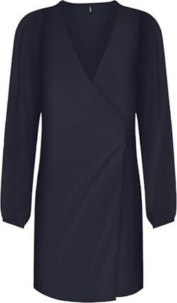 Only Onlalma Life Poly L/S Gina Dress Solid Robe, Bleu Nuit, L Femme