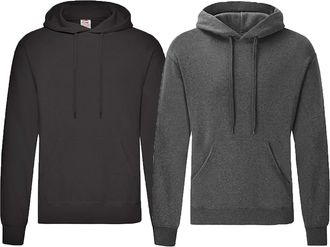 Fruit Of The Loom 2er Classic Hooded Sweat Set Herren Kapuzenpullover Sweatshirt M L XL 2XL 3XL 4XL 5XL Farbsets & HLKauf-Block (M, 1x Schwarz & 1x Dark Heather & 1x HL
