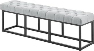 Clp Banc Design Amun en Tissu I Banquette avec Pi&egrave;tement en M&eacute;tal Noir Mat I Style Chersterfield I Banc De Couloir Diff&eacute;rentes Longueurs, Couleur:Gris, Ta