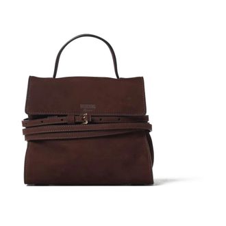 Moschino Braune Ledertasche mit abnehmbarem Riemen - - Bags - Damen - Braun - ONE SIZE