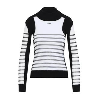 Jean Paul Gaultier Mesh-Strickpullover mit langen &Auml;rmeln - - Knitwear - Damen - Schwarzk - S