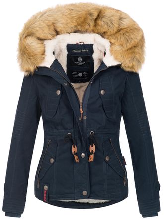Navahoo Damen Winterjacke Pearl - Kurz-Parka mit Teddyfell & Abnehmbarem Kunstfellkragen