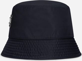 Dolce & Gabbana Nylon Bucket Hat With Branded Plate - Mann Hüte Und Handschuhe Blau Baumwolle 58