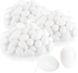 Com-Four 180x wei&szlig;e Deko-Ostereier aus Kunststoff - Plastikeier zum Anmalen und Aufh&auml;ngen - Kunststoffeier 6 cm f&uuml;r die Dekoration zu Ostern