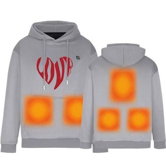 Generic Sweat &agrave; capuche unisexe d&eacute;contract&eacute; &agrave; 5 chauffages USB pour la Saint-Valentin 2026 (3), gris, 5XL