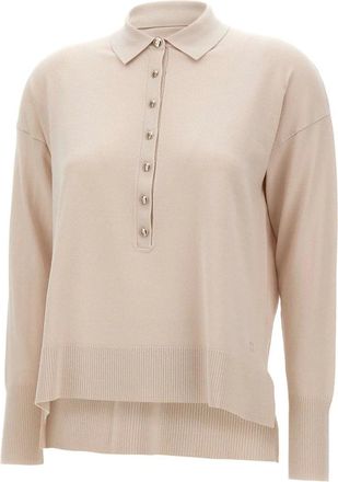 Elena Miro Femme, Pulls, Beige, Taille: 42 FR Polo avec boutons et col