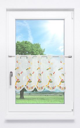 Plauener Spitze Scheibengardine Herbstgirlande (Bx H) 112cm * 40cm gelb/Multicolor