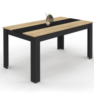 IDMarket Rechteckiger Esstisch Georgia 8 Personen schwarz und Buchenholznachbildung 160 x 90 cm