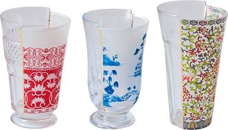 Seletti Set 3 Gläser aus Glas Hybrid-Clarice Ø 8,5-9,1 H 14,8-15,2