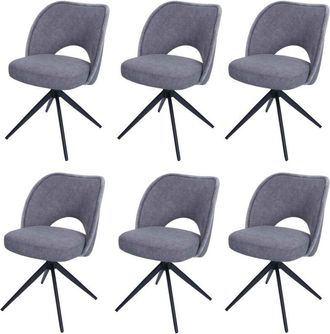 Hhg [NEUWERTIG] 6er-Set Esszimmerstuhl HHG-597, Polster-K&uuml;chenstuhl, drehbar Auto-Return, Stoff/Textil (420g/m&sup2;) &Ouml;ko-Tex dunkelgrau