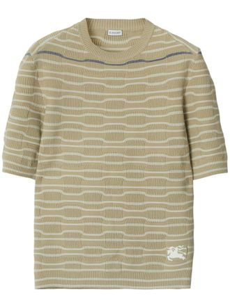 Burberry Gestricktes T-Shirt mit Logo-Stickerei - Nude