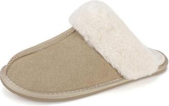 Mishansha Chaussons Chauds pour Femmes Chaussons dHiver en Peluche, Antid&eacute;rapante Pantoufles Femmes dInt&eacute;rieur et dExt&eacute;rieur, Marron Clair 40 EU