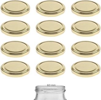 mikken Art 12 Deckel TO 70/7,3 cm pasteurisierbar für Marmeladengläser Twist-Off Ersatzdeckel Schraubdeckel für Sturzgläser, Einmachgläser gold