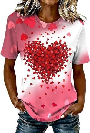 Generic T-shirt d&eacute;contract&eacute; &agrave; manches courtes et col rond pour femme | T-shirt d&eacute;t&eacute; doux, respirant et l&eacute;ger pour un usage quotidien, un rendez-vous, des vaca