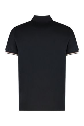 HUGO BOSS Mens Cotton Polo Shirt With Ribbed Edges Black T-shirts And Polos