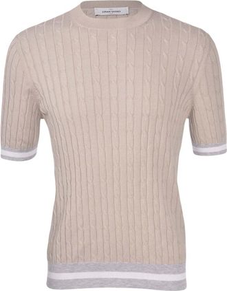 Gran Sasso Homme, Pulls, Beige, Taille: 3XL T-shirt en maille &agrave; col rond
