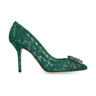 Dolce & Gabbana Femme, Chaussures, Vert, Taille: 40 EU Escarpins en Dentelle Verte avec Cristaux