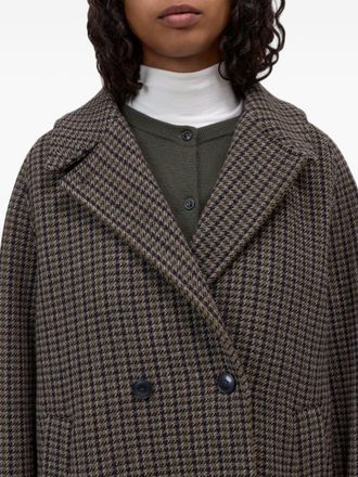 Closed Houndstooth Checked Coat - Brown