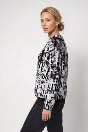 Monari Rundhalspullover Pullover Buchstabenjacquard Regular fit mit Rundhalsausschnitt