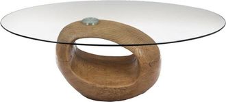 Amadeus Amadeus - Table basse ovale 120x70x40 cm en verre et ch&ecirc;ne