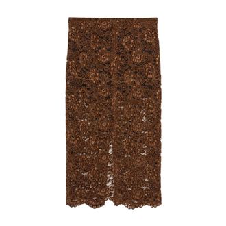 A Paper Kid Femme, Jupes, Brun, Taille: 36 FR Jupe Crayon en Dentelle