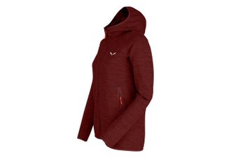 Salewa Fleecejacke Nuvolo Alpinewool mit Kapuze (4-Wege-Stretch, warm, atmungsaktiv) rot