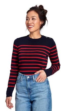 Armor Lux Pull Marin rayé Briac - Laine mérinos Rich Navy/Braise L