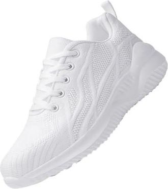 Hemobllo SAFIGLE Chaussures de Sport en Maille Tiss&eacute;e Blanches Taille 37 Baskets Antid&eacute;rapantes L&eacute;g&egrave;res et Respirantes pour Course et Marche Chaussures D&eacute;contr