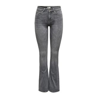 Only Graue Flare Jeans Midrise Lockere Passform - - Jeans - Damen - Grau - S L34