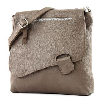 modamoda.de T146 - ital. Umh&auml;ngetasche Schultertasche aus Leder, Farbe:Dunkeltaupe2021