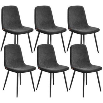 Vasagle Vasagle - Chaises de Salle &agrave; Manger, Lot de 6, Support M&eacute;tallique, Pieds R&eacute;glables, Nettoyage Facile, Chaises de Cuisine, Tissu Chenille, pu Textur&eacute;