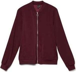 Vero Moda Veste de Tailleur pour Femme Fly Away Col Fermeture éclair Veste légère Polyvalente, Couleurs:vin-Rouge, Taille:S
