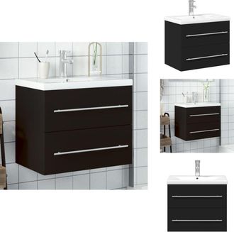 vidaXL Waschbeckenunterschrank mit Einbaubecken Schwarz - Waschbeckenunterschrank - Badezimmermöbel - Küchenwäsche - Spülbecken - Armaturenbrett - Home &