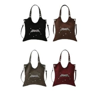 Generic Sac &agrave; bandouli&egrave;re en cuir PU &agrave; rivets, fourre-tout &eacute;l&eacute;gant, sac &agrave; main Cool pour fille (noir)