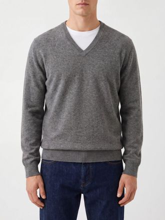 Brunello Cucinelli V-Ausschnitt-Pullover aus reinem Kaschmir mit Rippb&uuml;ndchen