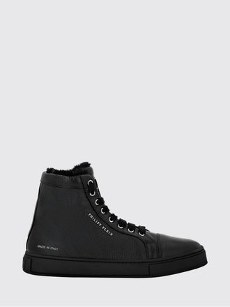 Philipp Plein Baskets montantes en cuir grain&eacute; avec doublure en shearling