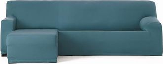 Eysa Bi-elastischer Sofabezug für Chaiselongue, mit kurzem Arm auf der linken Seite, Farbe Smaragdgrün, Harlem-Design