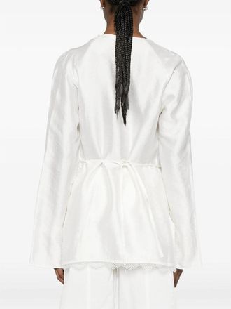 Viktoria Chan Lace-Trim Wrap Shirt - White