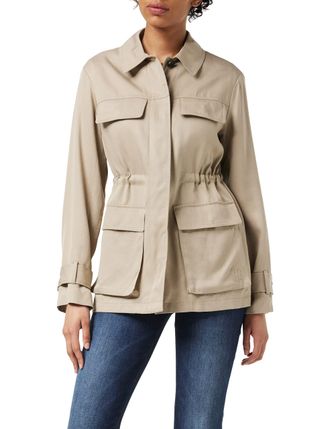 Tommy Hilfiger Damen Tencel Twill Shacket Jacke, Beige, 38