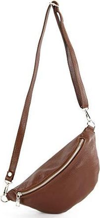 modamoda.de T211 Sac banane italien Medium En cuir souple, chocolat, Small
