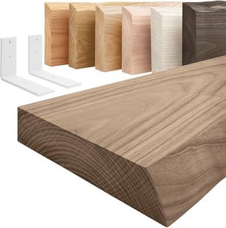 Lamofootwear Manufaktur étagère Murale en Bois Massif, irrégulier, étagère de Rangement Basic, Noisette/Blanche 100cm, LW-01-A-004-100LW