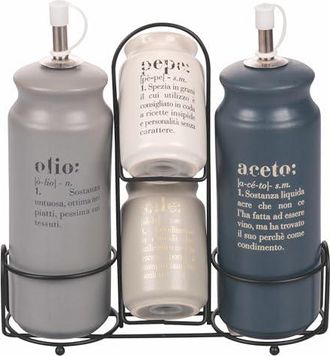 Villa D'Este Home Tivoli Victionary &Ouml;l-, Essig-, Salz- und Pfefferstreuer-Set aus Edelstahl
