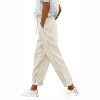 Generic Pantalon de jogging thermique en velours côtelé pour femme - Taille élastique - Jambe droite - Pantalon de survêtement doux uni - Pantalon décontracté